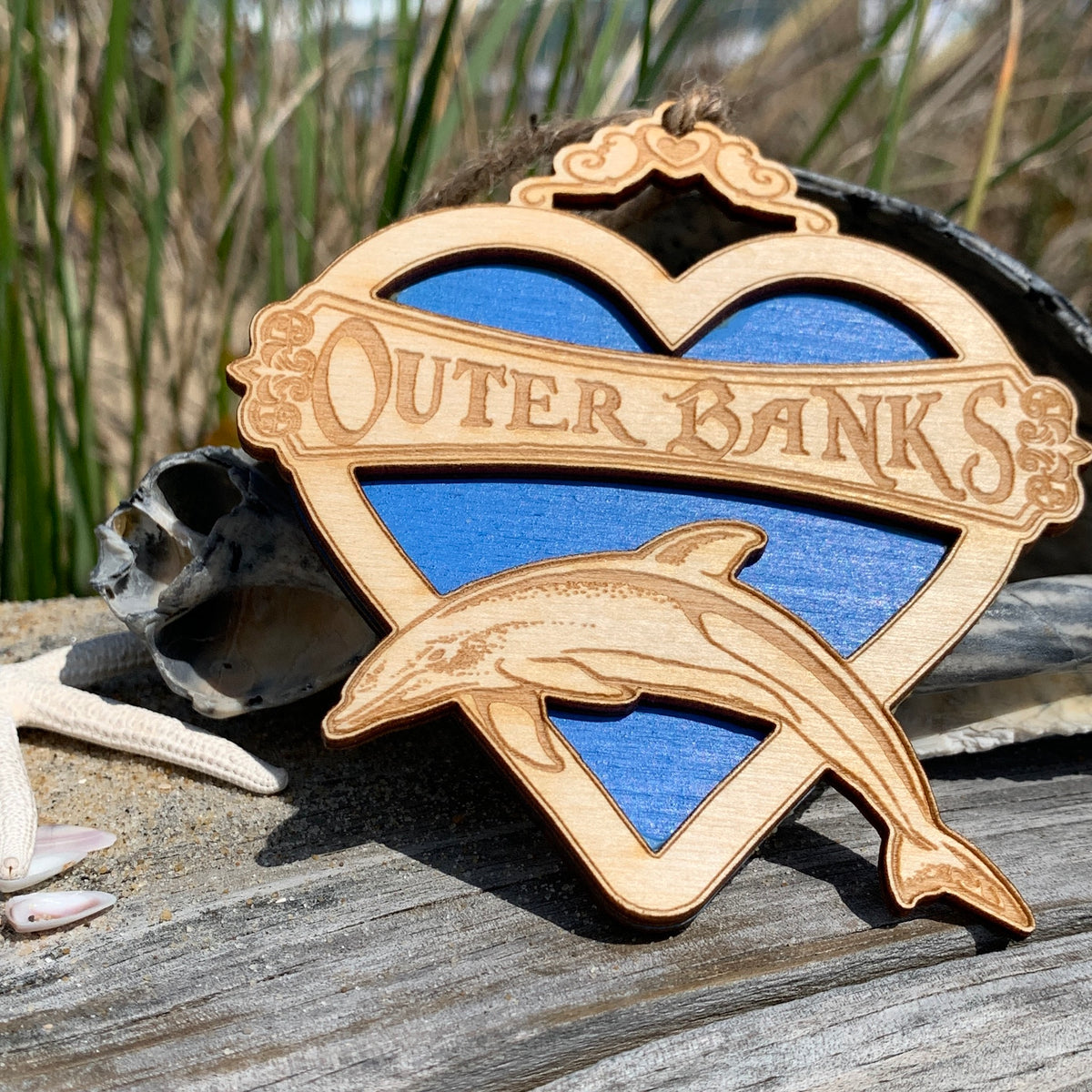 OUTER BANKS DOLPHIN WOODEN ORNAMENT | Outer Banks Gifts – OUTER BANKS GIFTS